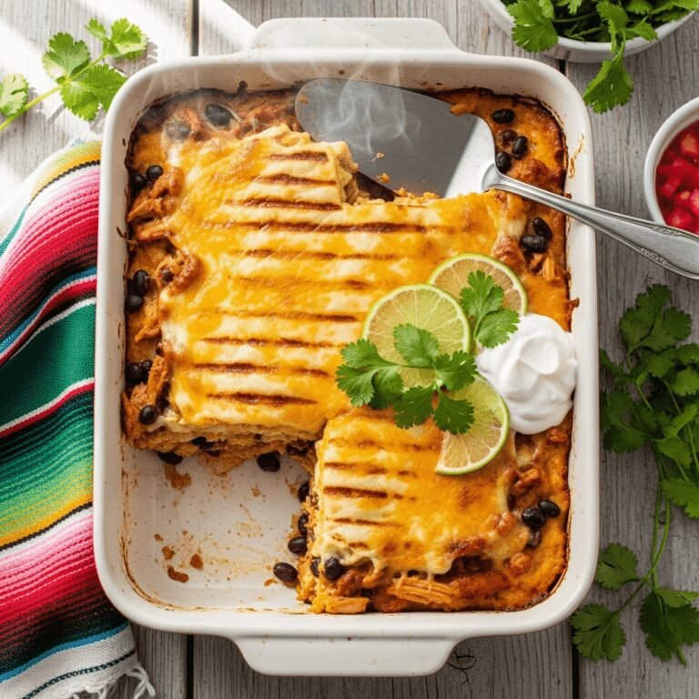 Cheesy Chicken Burrito Casserole Recipe – Easy One-Pan Mexican Dinner