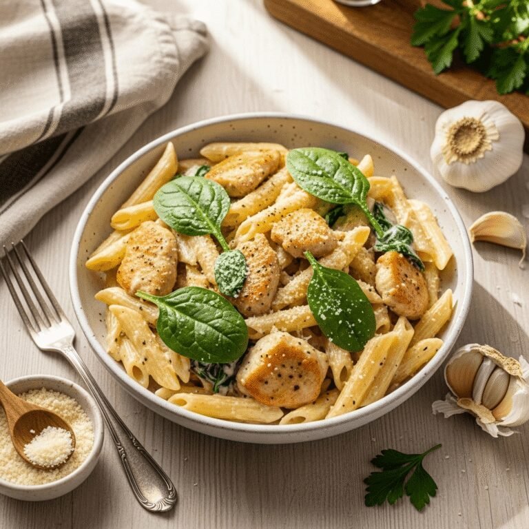 Creamy Garlic Chicken Penne – Easy 30-Minute Weeknight Dinner!